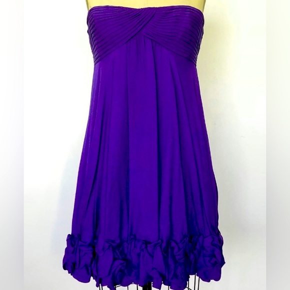 BCBG | Dresses | Bcbg Deep Purple Silk Strapless Formal Cocktail Dress ...